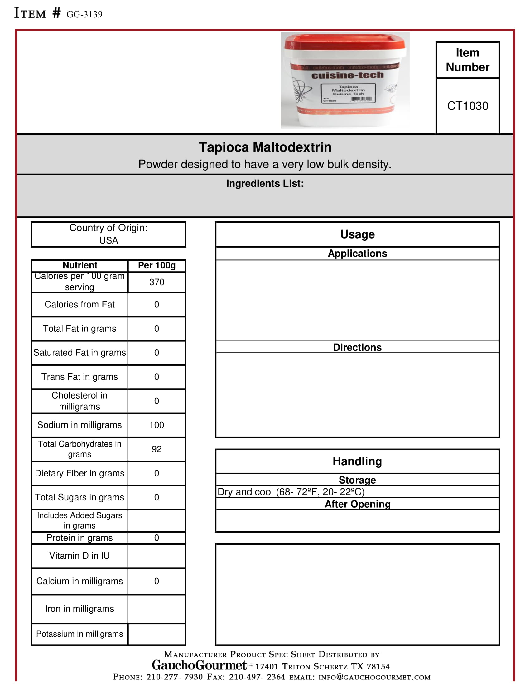 Cuisine Tech Tapioca Maltodextrin | Food Related
