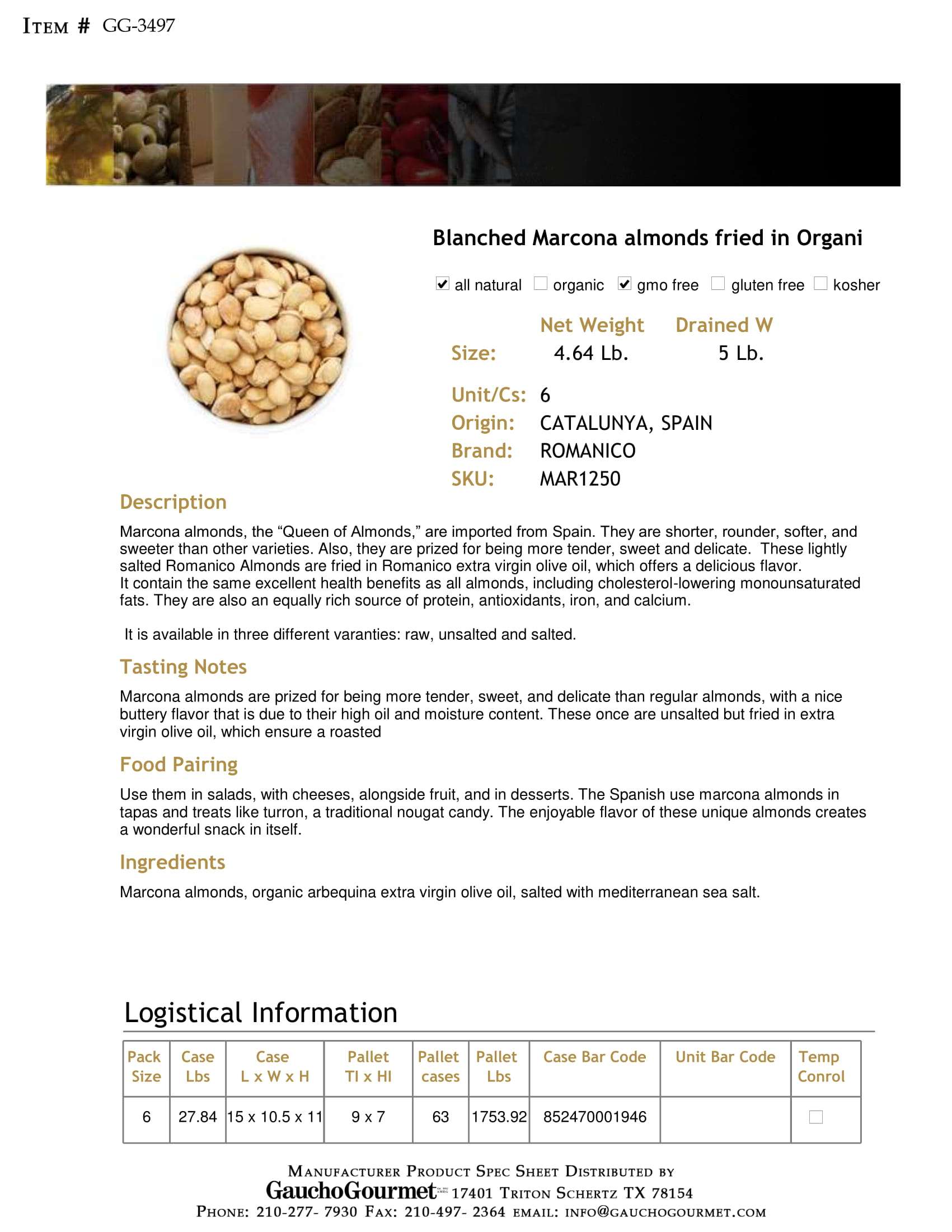 Whole Fried Marcona Almonds Refill Bag | Food Related